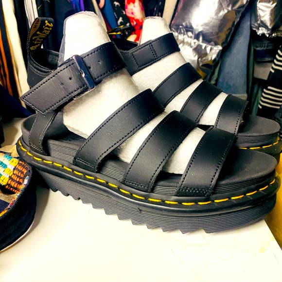 Dr. Martens | Shoes | Dr Martens Docs Blaire Black Leather Ankle Strap ...